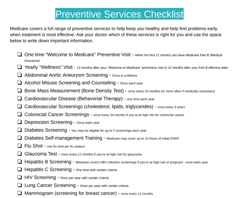 Medicare Preventive Services - Medicare Planning